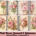 20 Pink Roses Journal Ephemera Kit, Vintage, Shabby Chic Pink Roses ...