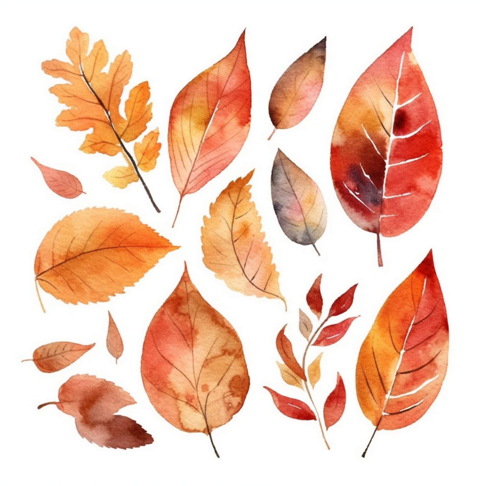 Watercolor Fall Leaves Clipart Autumn Clipart Fall Clipart - Etsy