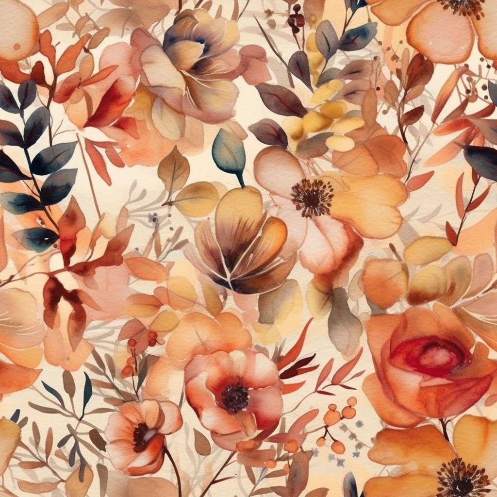 Autumn Floral Set 1 Digital Paper SEAMLESS 20 Designs Commercial Use ...