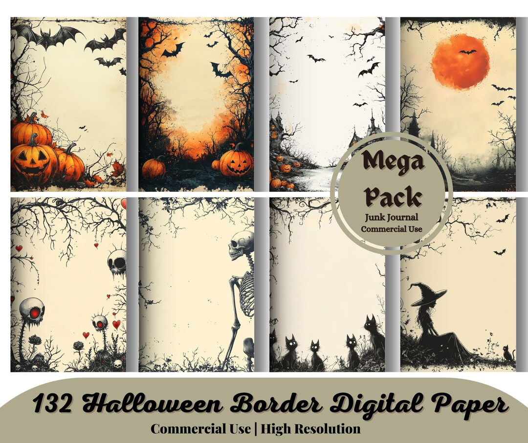 132 Halloween Borders and Frames Bundle for Your Spooky Projects, for ...