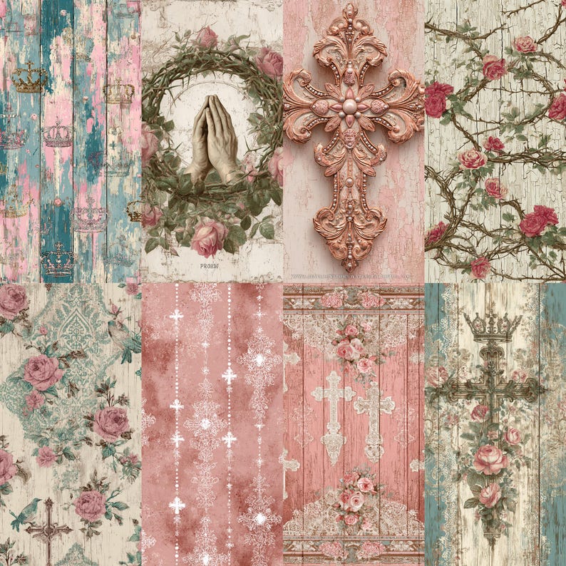 Faith Digital Paper Pack Shabby Chic Christian Scrapbook Paper ...