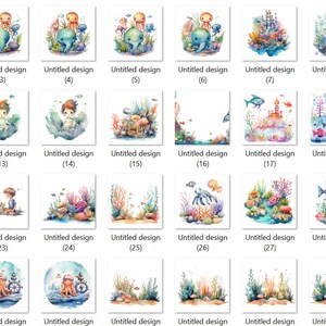 41 Undersea Watercolor Clipart Bundle Nursery Decor, Baby Wall Art ...