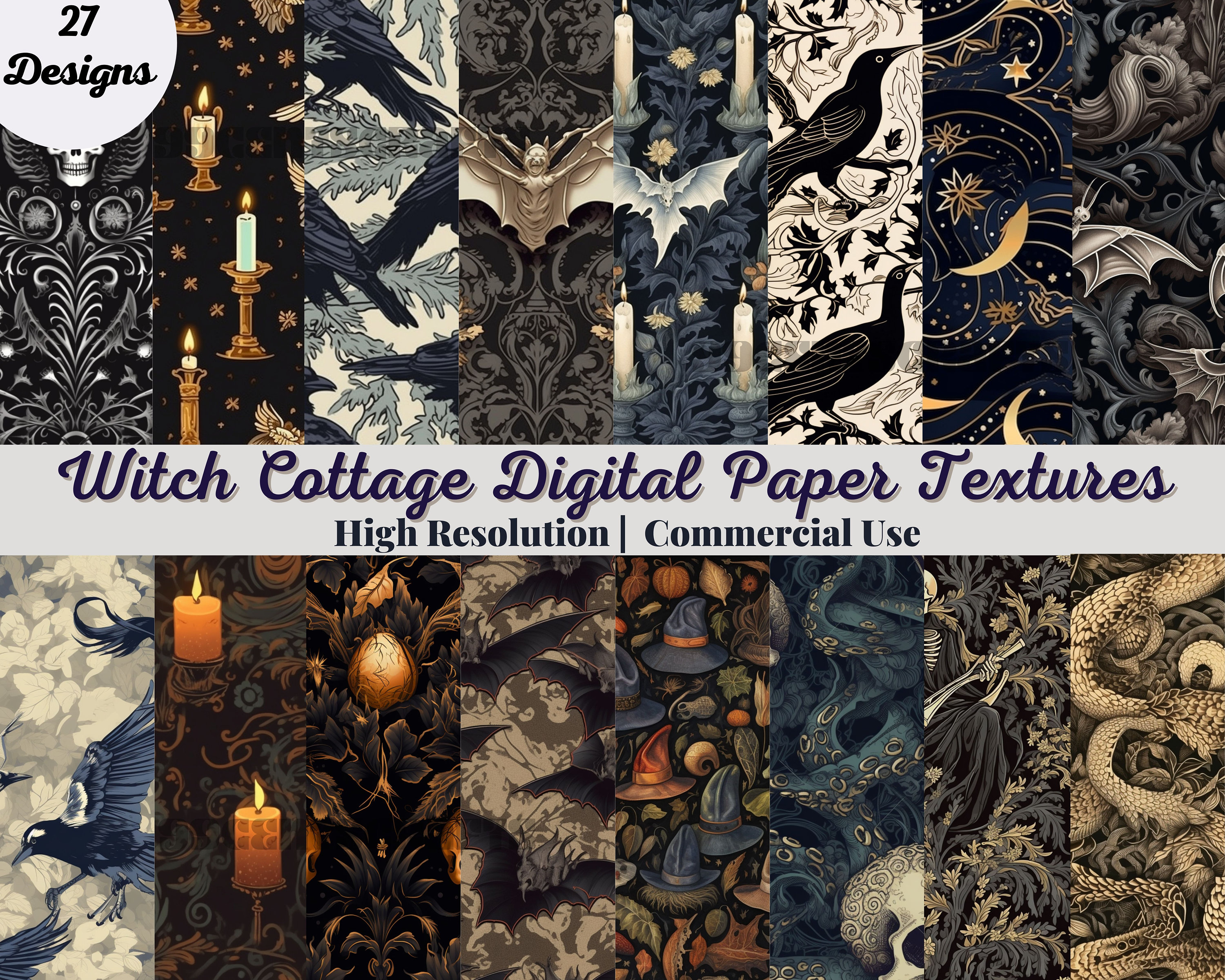 27 Witch Cottage Digital Paper Textures Seamless Grunge - Etsy