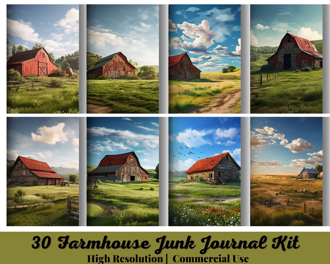 30 Farmhouse Junk Journal Kit, Rustic Journal Pages, Printable Vintage ...