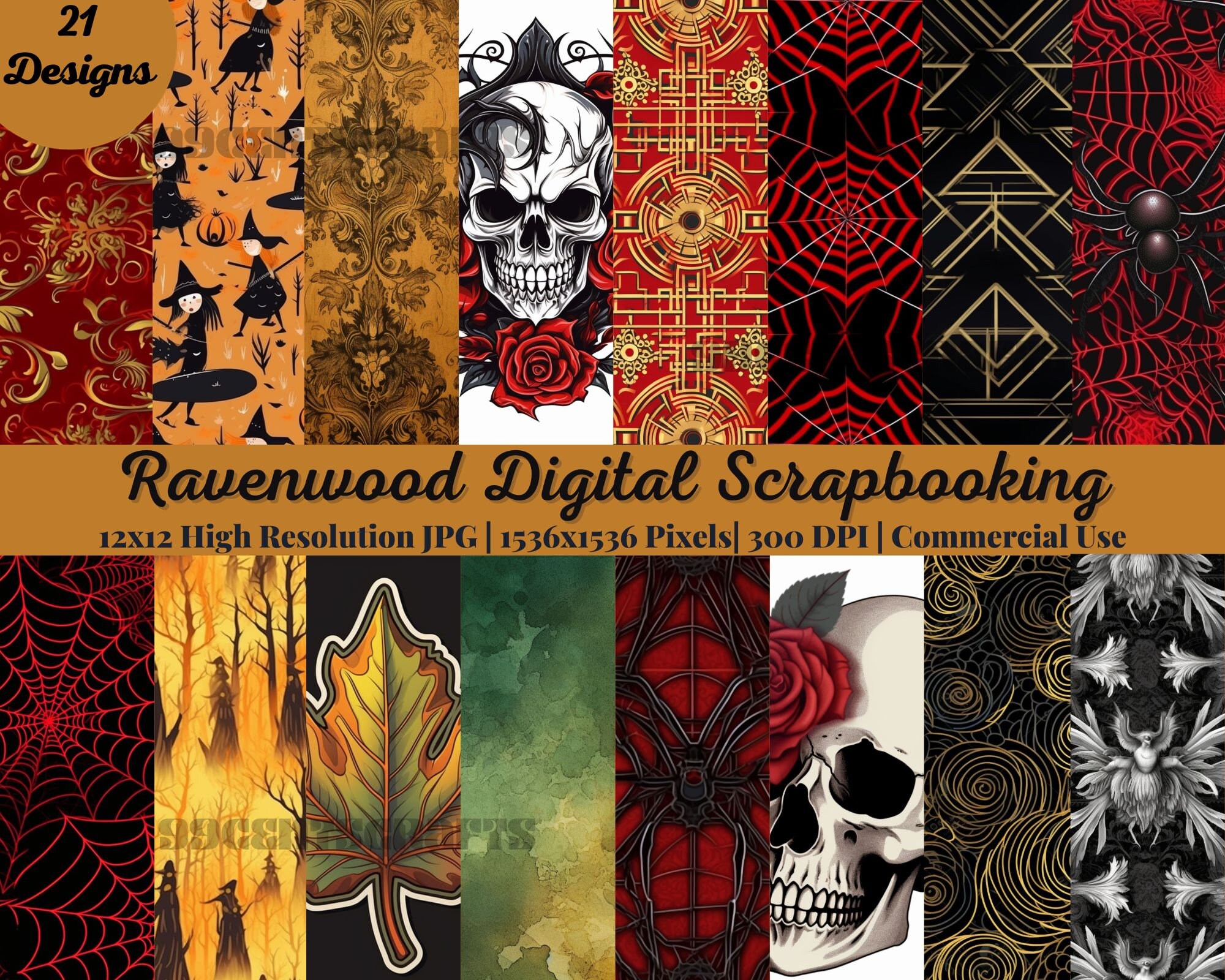 21 Ravenwood Digital Scrapbooking Kit, Autumn Gothic Fantasy Clipart ...