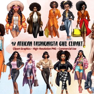 47 African Fashionista Girl Clipart, African American Woman PNG ...