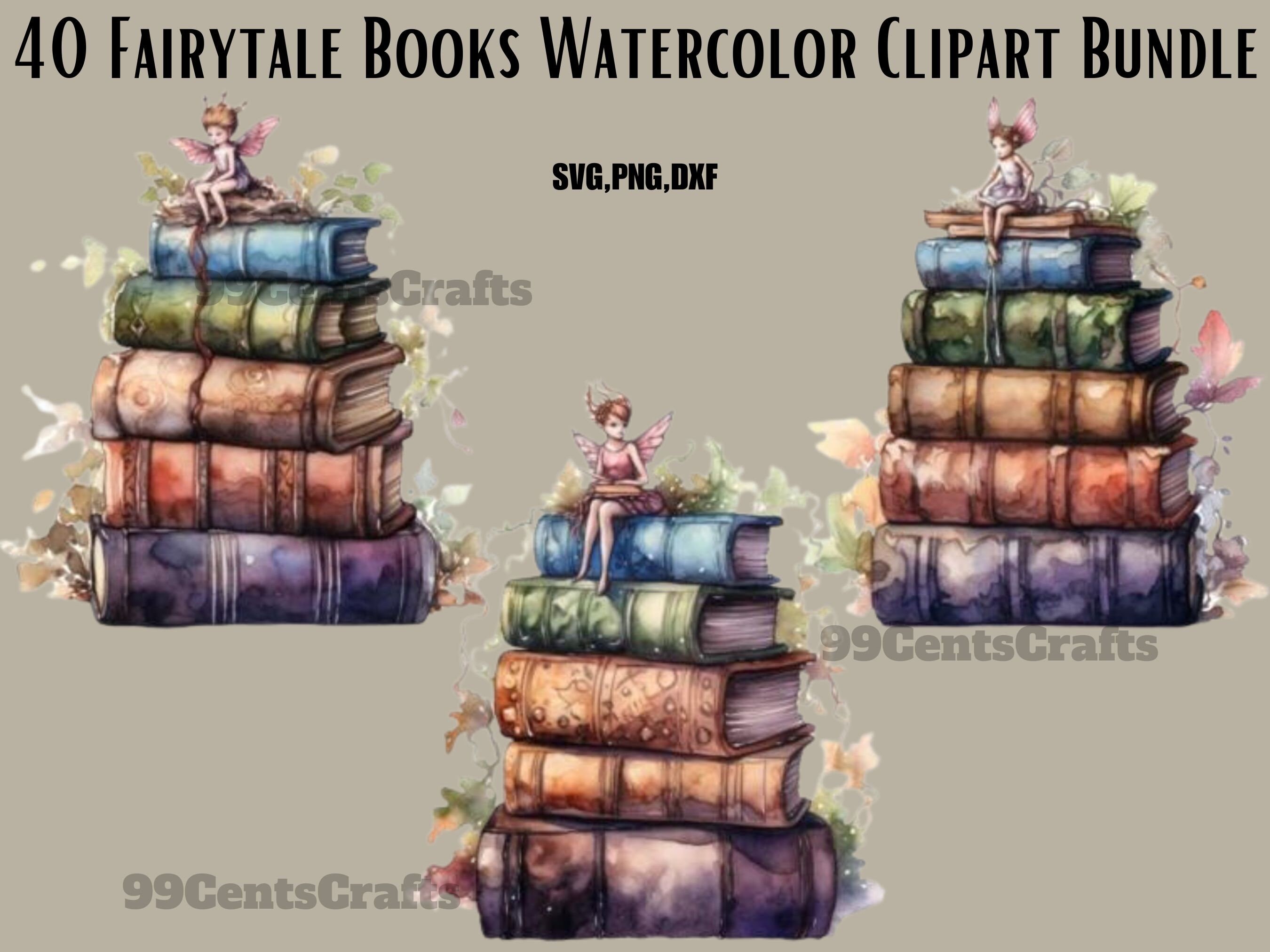 40 Fairytale Books Watercolor Clipart Bundle Magical - Etsy