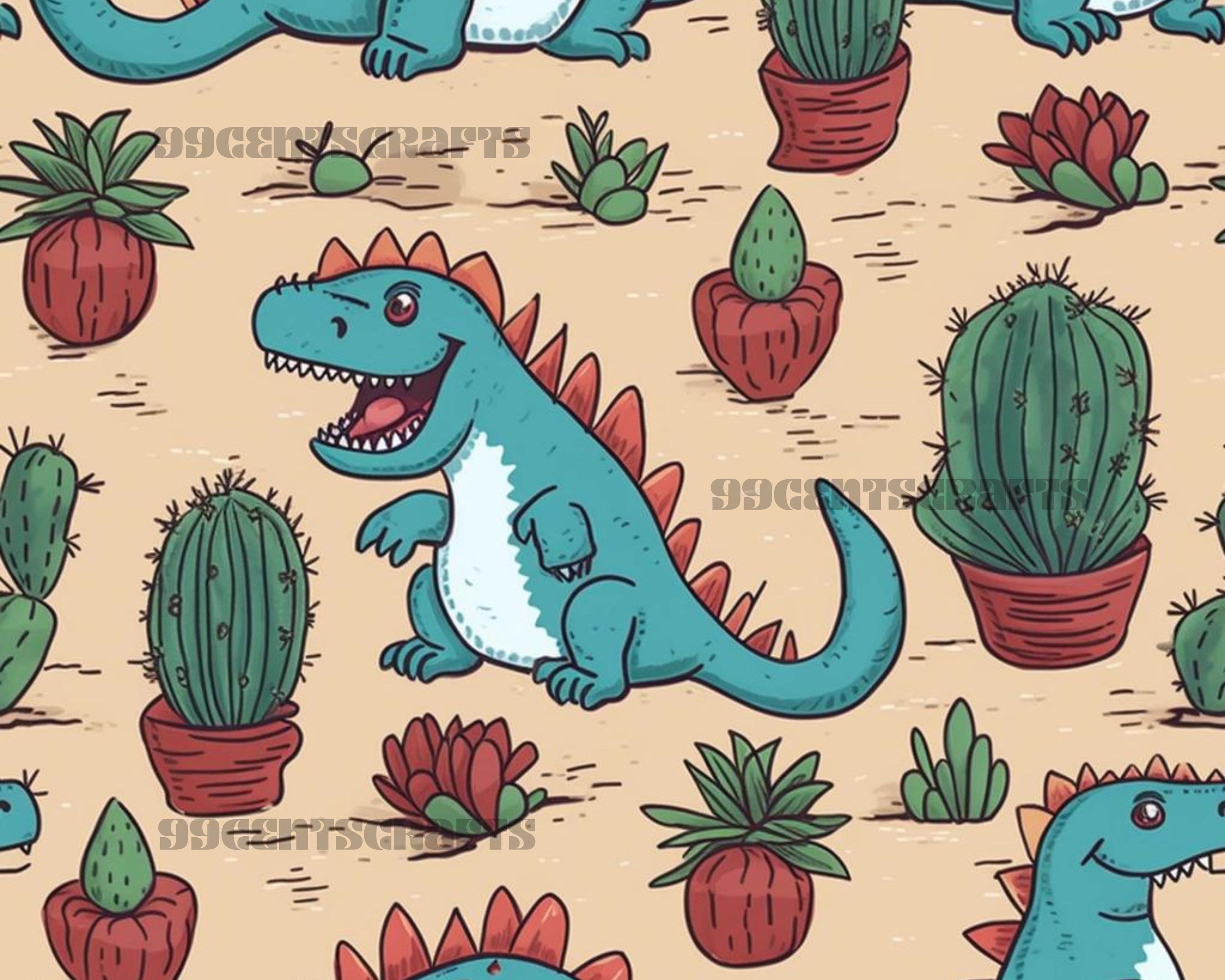 20 Dinosaurs Pattern Dino Land Repeat Tile Surface Pattern - Etsy