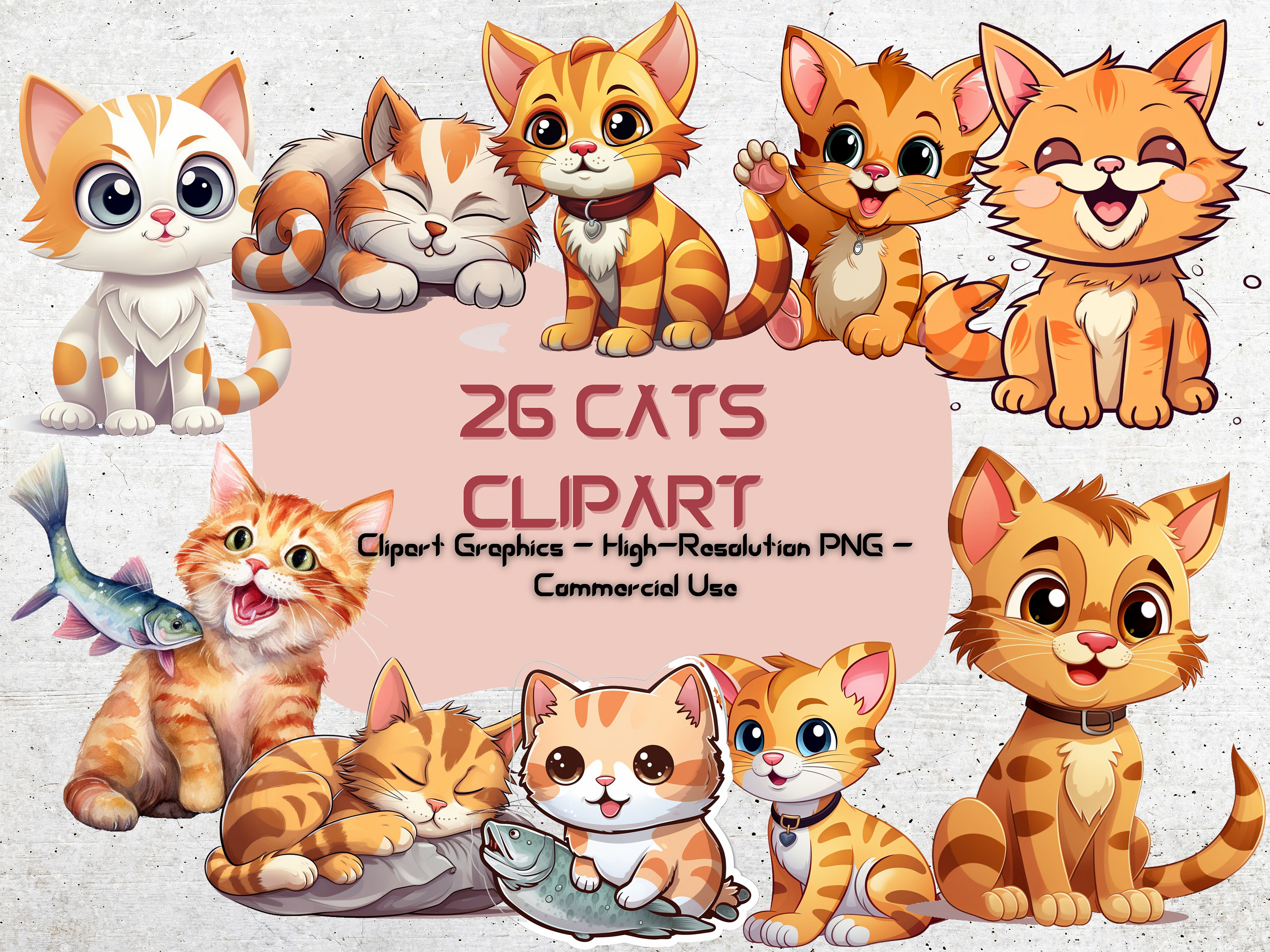 26 Cats Clipart Commercial Use, Kitten Cat Clipart,transparent PNG ...
