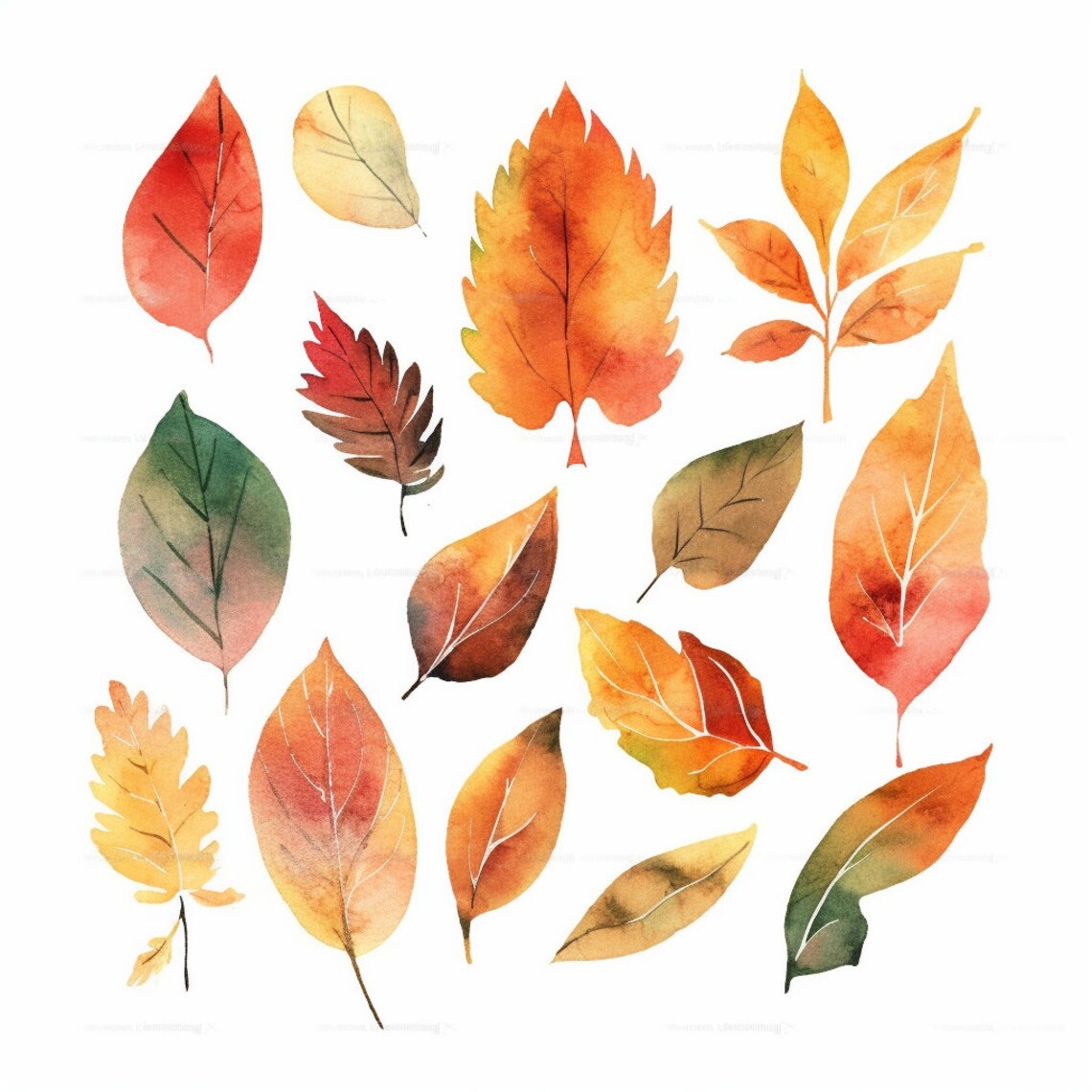 Watercolor Fall Leaves Clipart Autumn Clipart Fall Clipart Thanksgiving ...