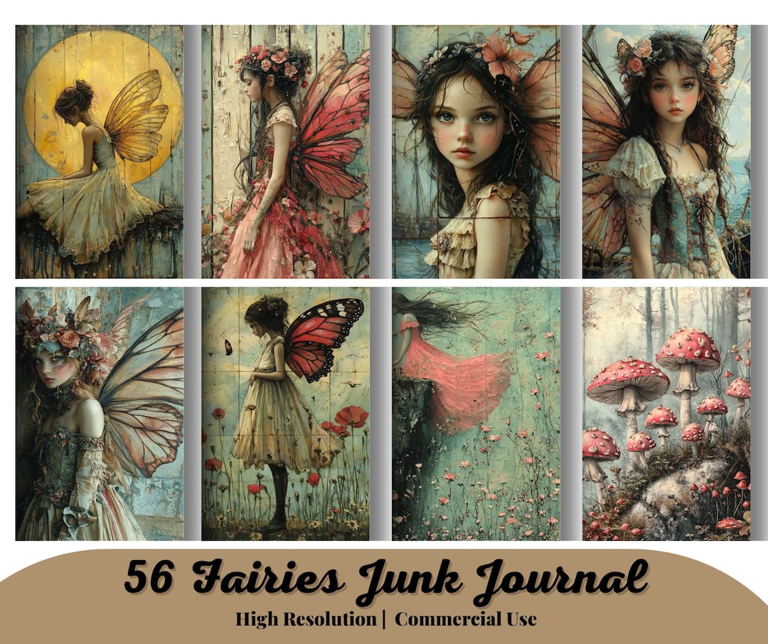 56 Fairies Junk Journal Paper Spring Fairy Collage Printables Digital ...