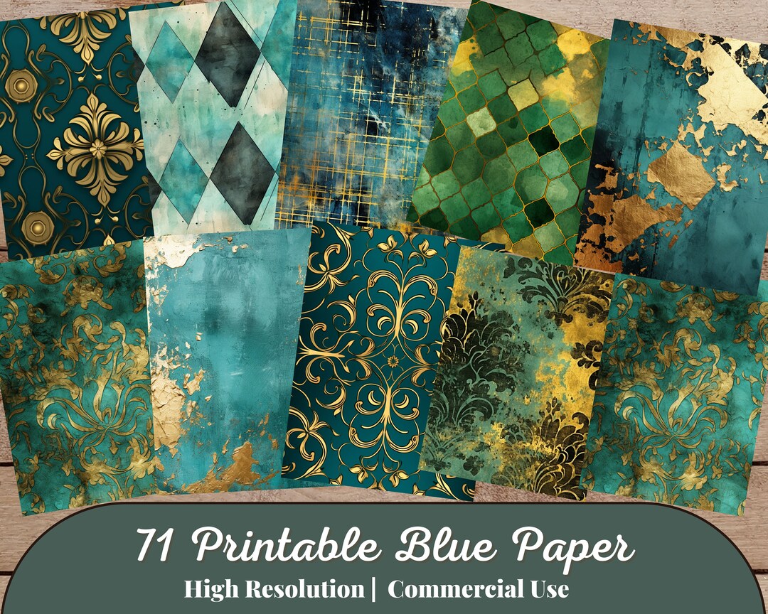 71 Printable Blue Paper, Big Bundle Damask Pattern, Stripes, Dots ...