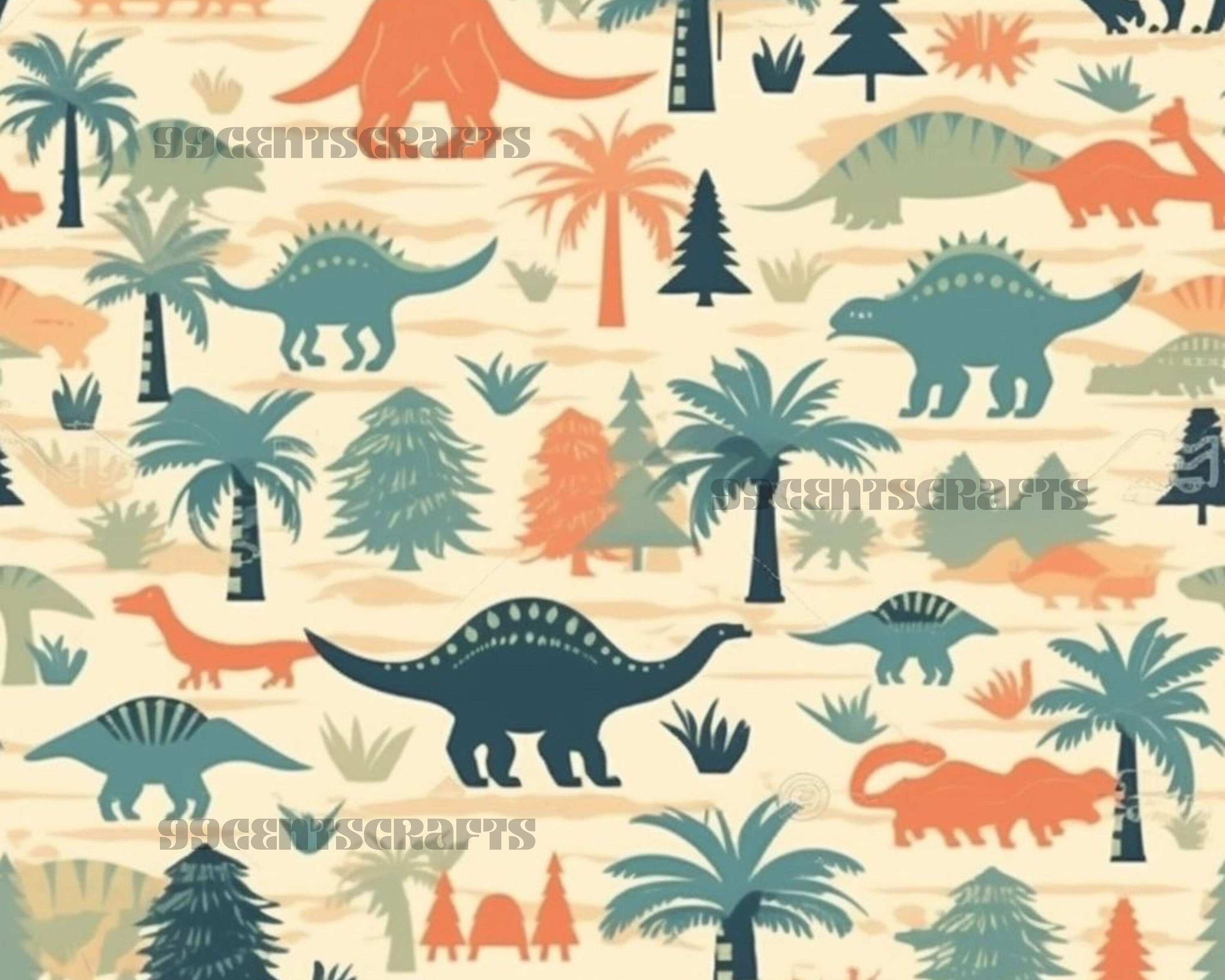 20 Dinosaurs Pattern Dino Land Repeat Tile Surface Pattern - Etsy