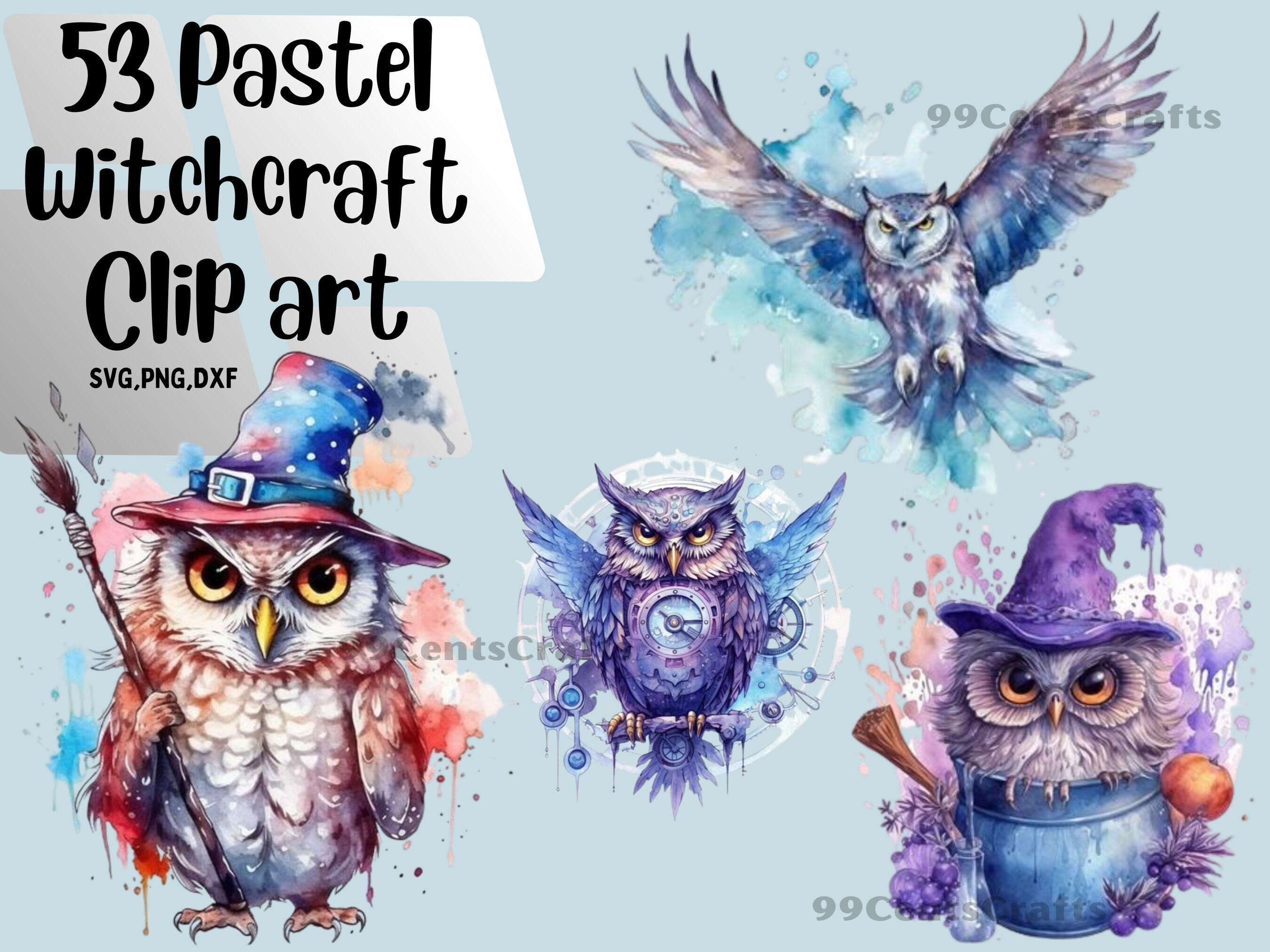 53 Pastel Witchcraft Clip Art PNG Watercolor Pastel Witch - Etsy