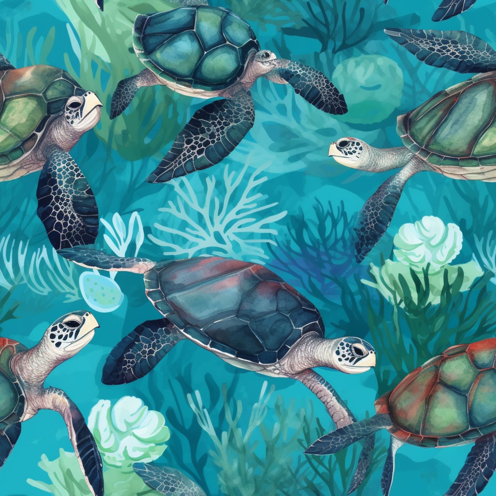 19 Sea Turtle Seamless File Digital Seamless Patterns Papers ...