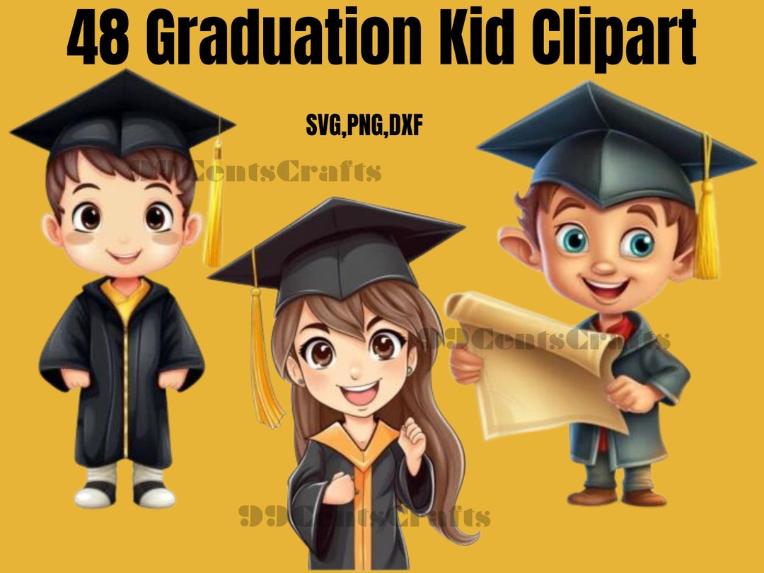 48 Graduation Kid Clipart Vector Preschool Students - Etsy