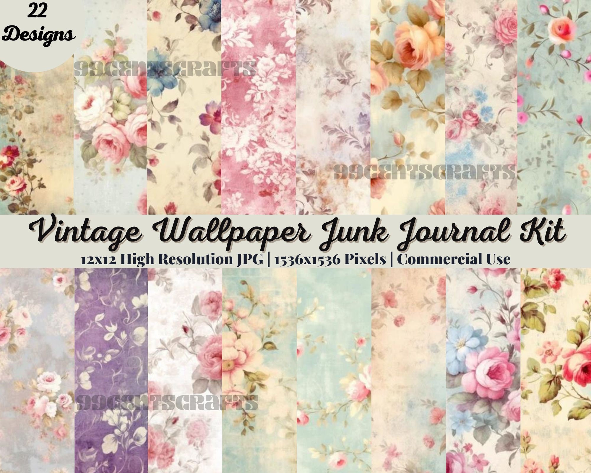 22 Vintage Wallpaper Junk Journal Kit Antique Papersjournal - Etsy