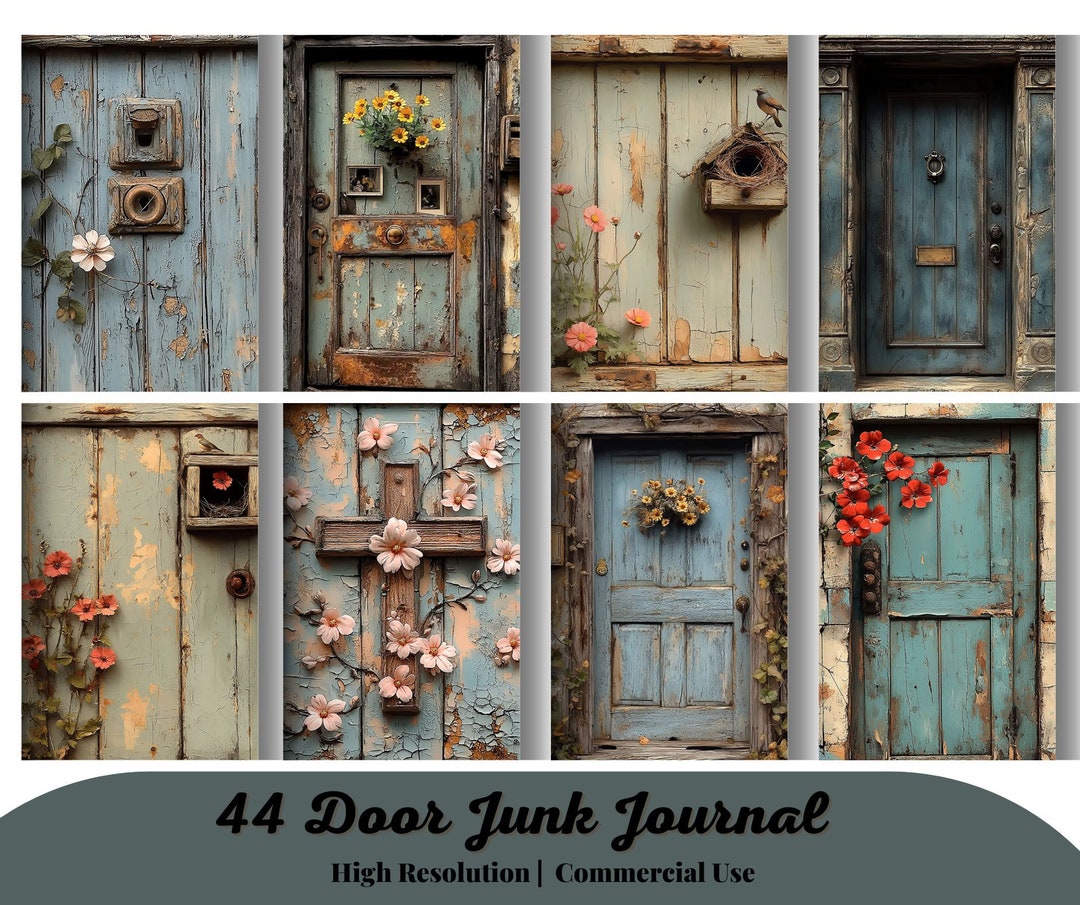 44 Junk Journal Printable, Wooden Doors , Vintage Journal Pages, Door ...