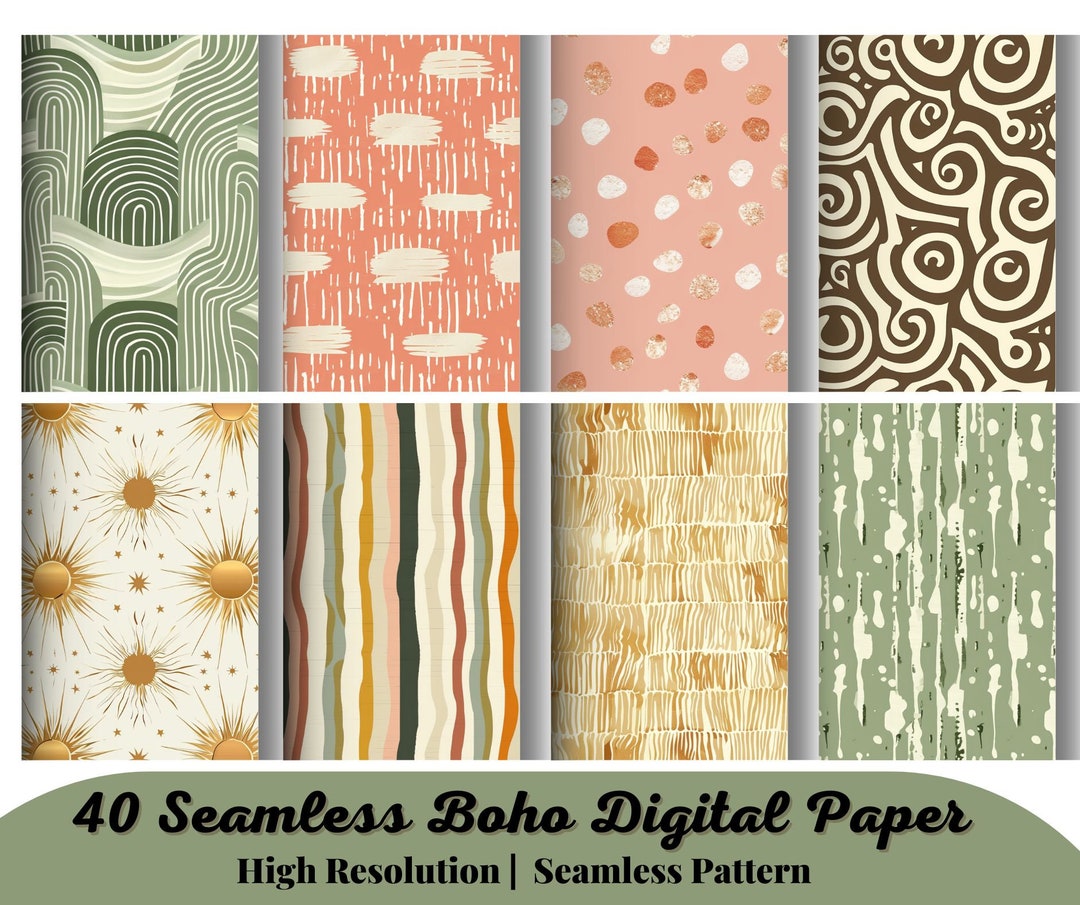 40 Seamless Boho Digital Paper Pack, Boho Print, Boho Decor Print, Boho ...