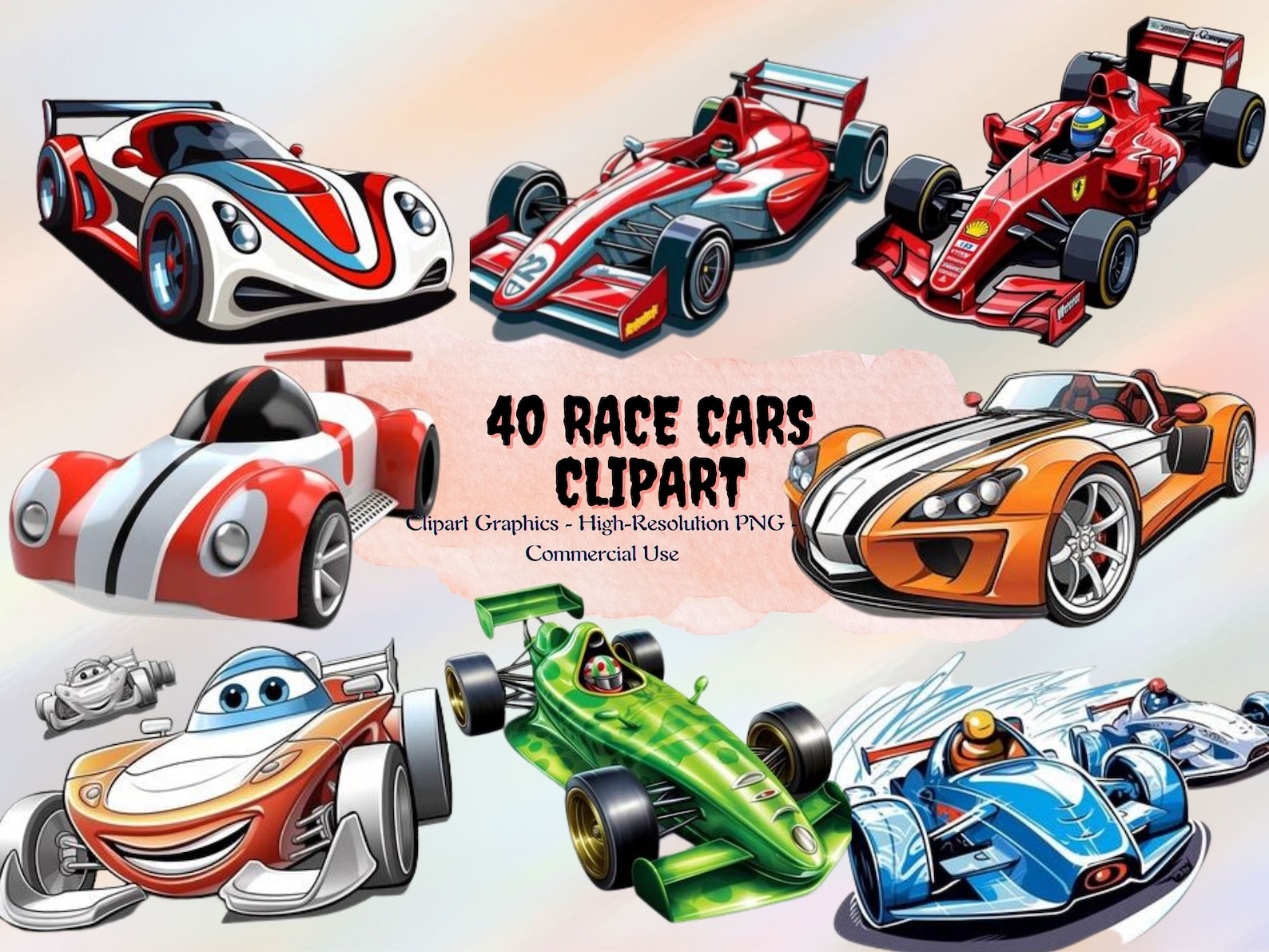 40 Race Cars Clipart, PNG, Racing Cars Clipart, Checkered Flags, Trophy ...