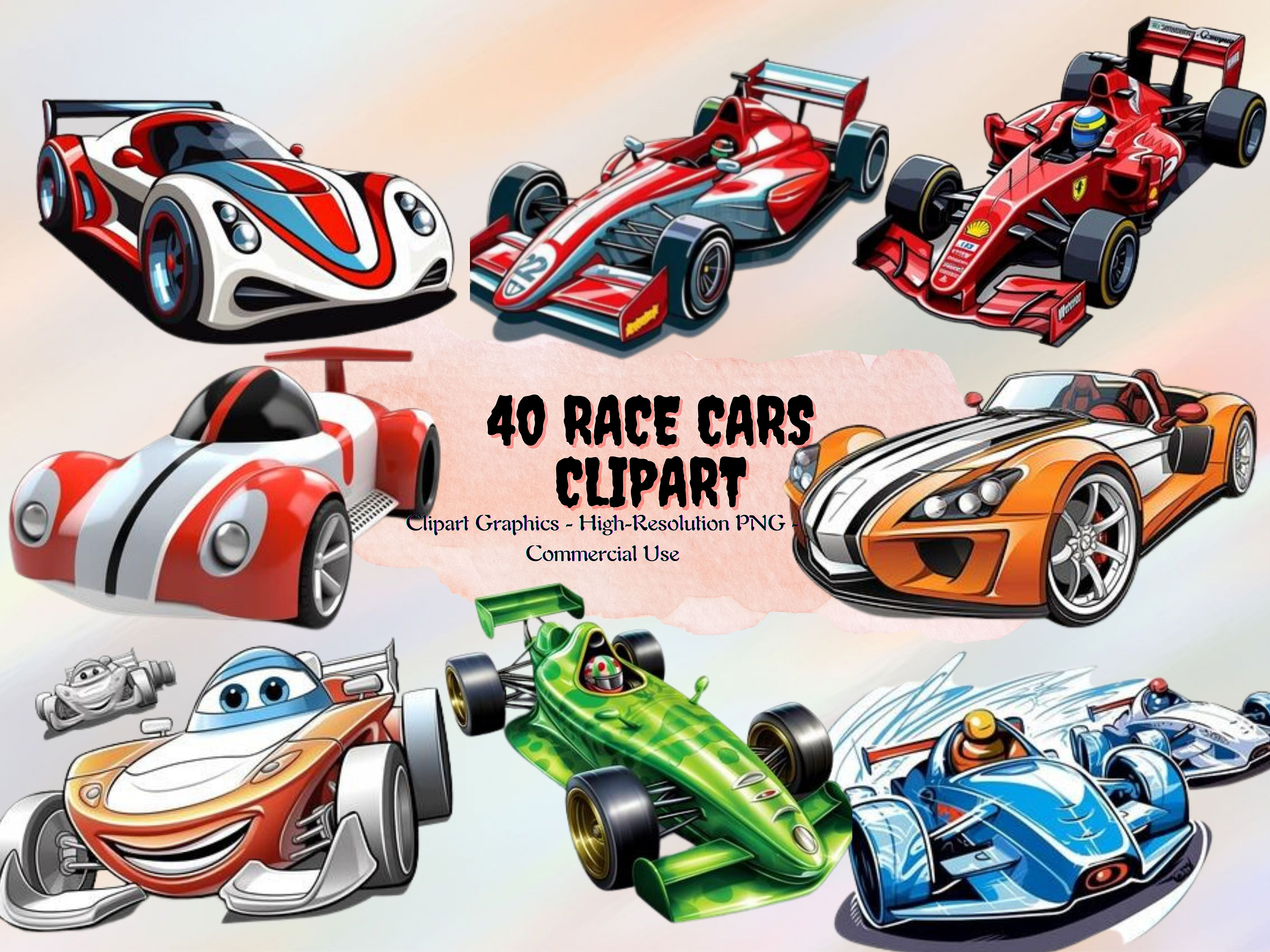 40 Race Cars Clipart, PNG, Racing Cars Clipart, Checkered Flags, Trophy ...