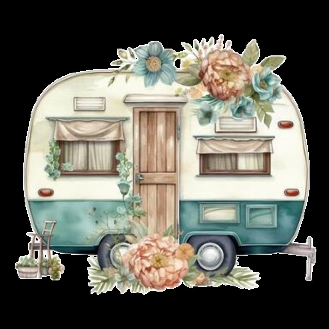 100 Watercolor Caravan Clipart Floral Caravan Clipart Forest - Etsy UK
