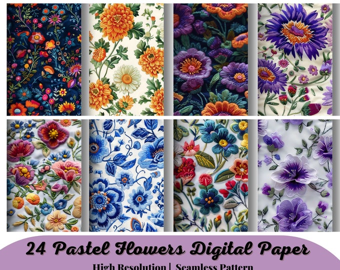 10 Watercolor Floral Seamless Pattern, Watercolor Floral Paper, Flowers ...