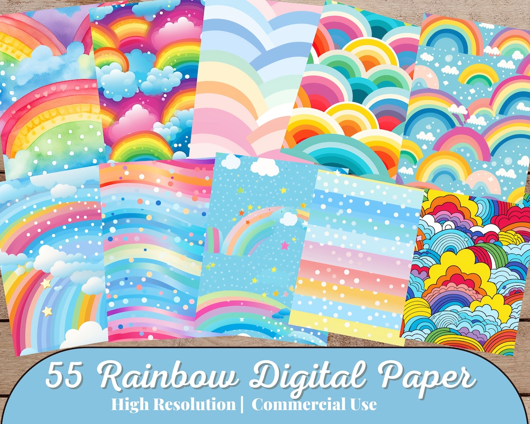 55 Rainbow Digital Paper, High Resolution, Rainbow Star Digital Paper ...