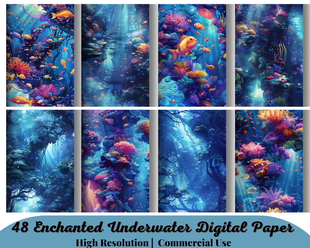 48 Enchanted Underwater Digital Paper, Under the Sea Background, Nature ...