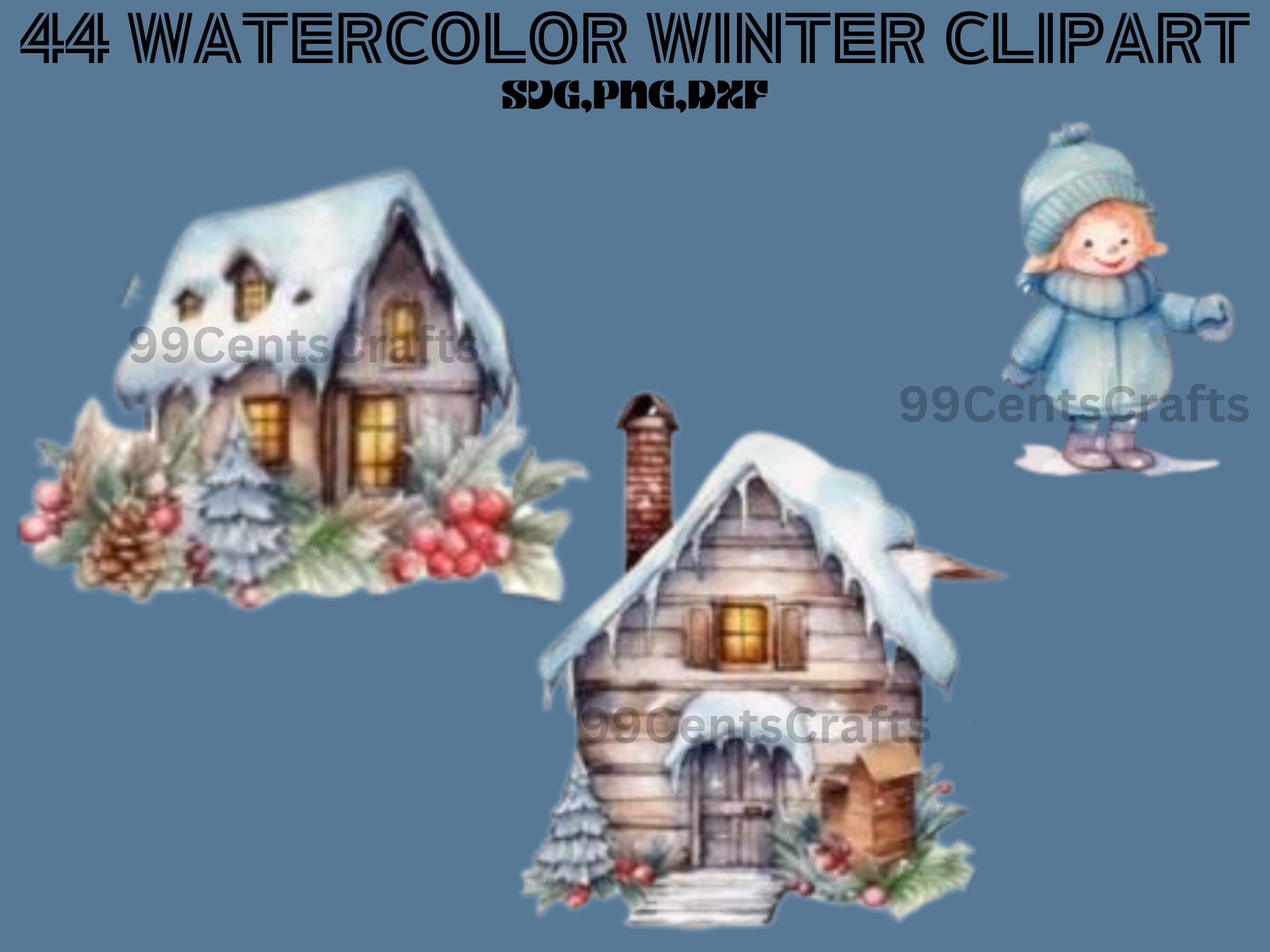 44 Watercolor Winter Clipart Christmas Clipart Christmas - Etsy