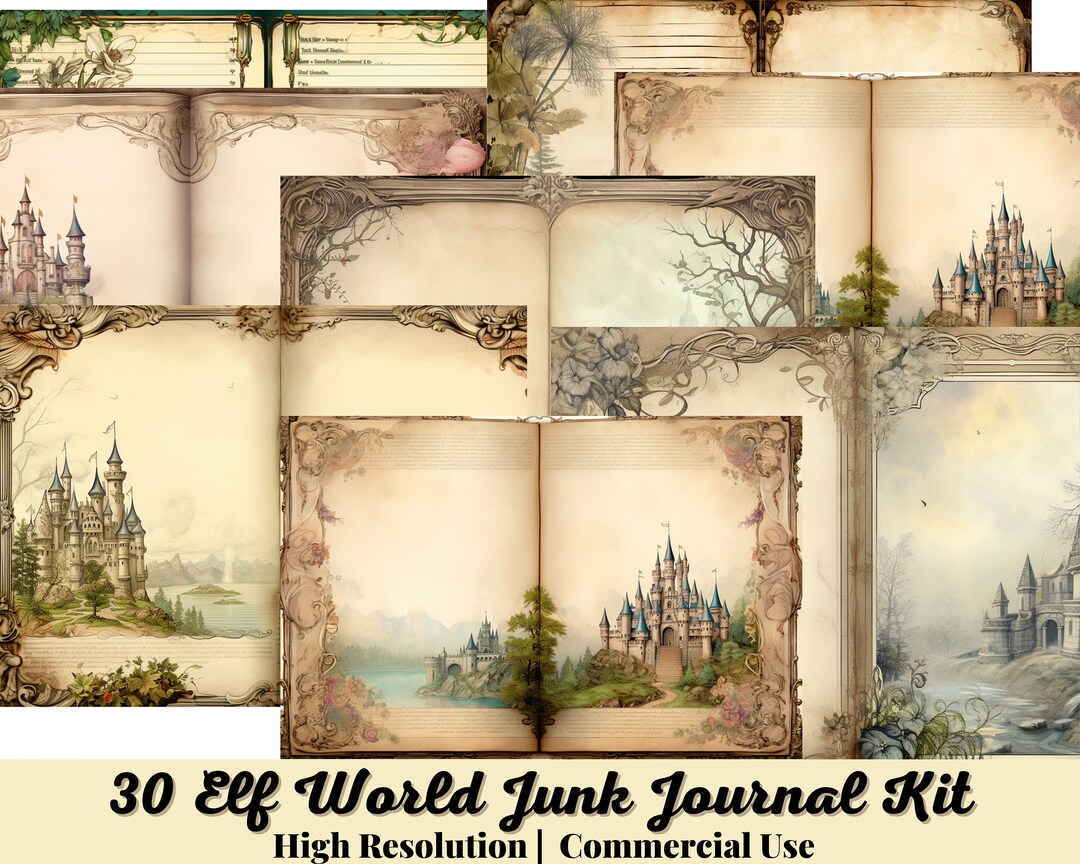 30 Elf World Digital Junk Journal Kit, Fantasy Elf Forest Collage ...