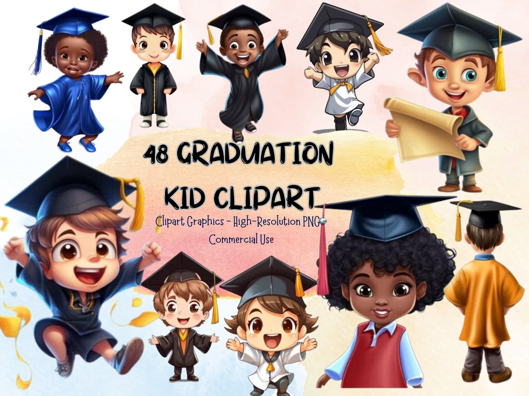 48 Graduation Kid Clipart, Vector Preschool, Students, Diploma ...