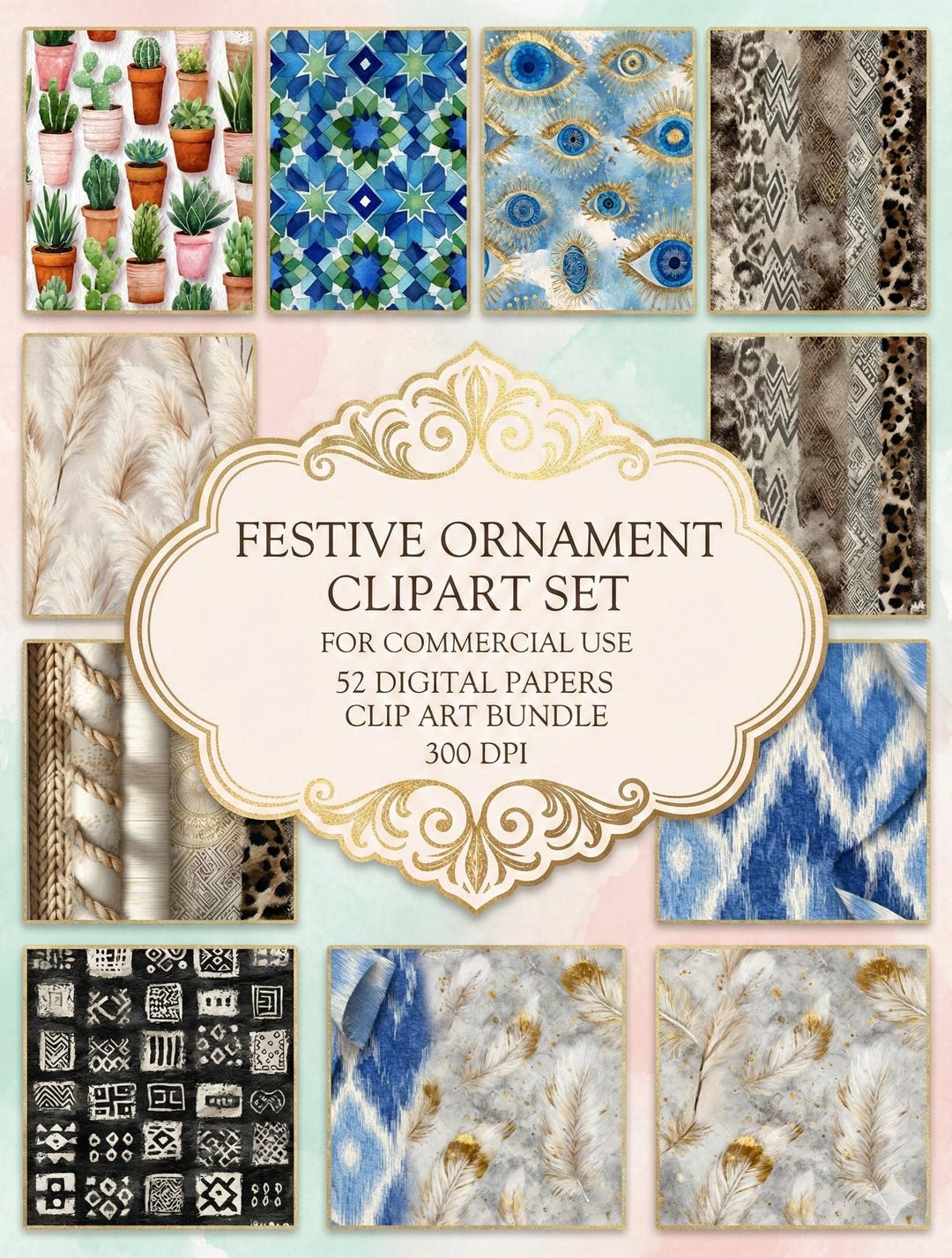 Boho Chic Modern Designs Digital Paper | Contemporary Neutral ...
