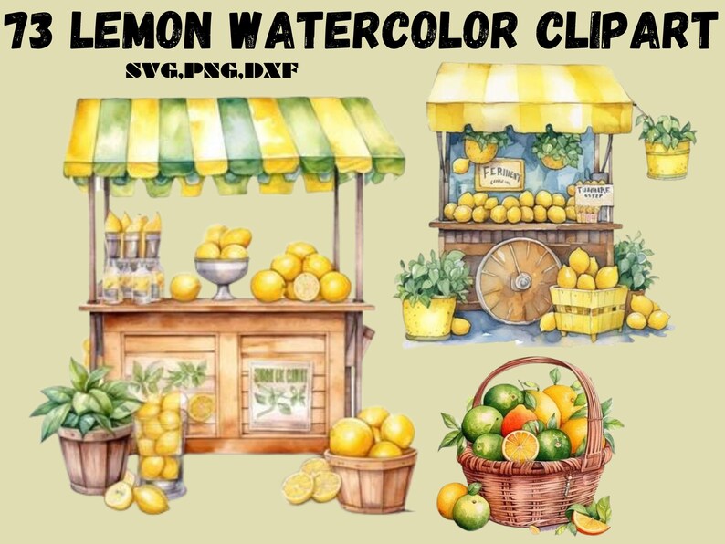 73 Lemon Watercolor Clipart Lemon Truck Clipart Lemons - Etsy