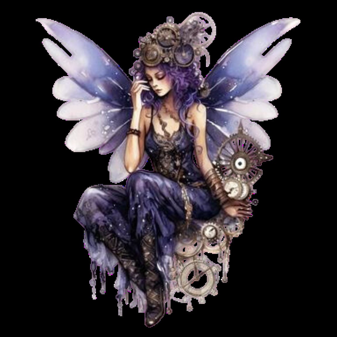 118 STEAMPUNK FAIRY Watercolor CLIPART 15x High Quality - Etsy