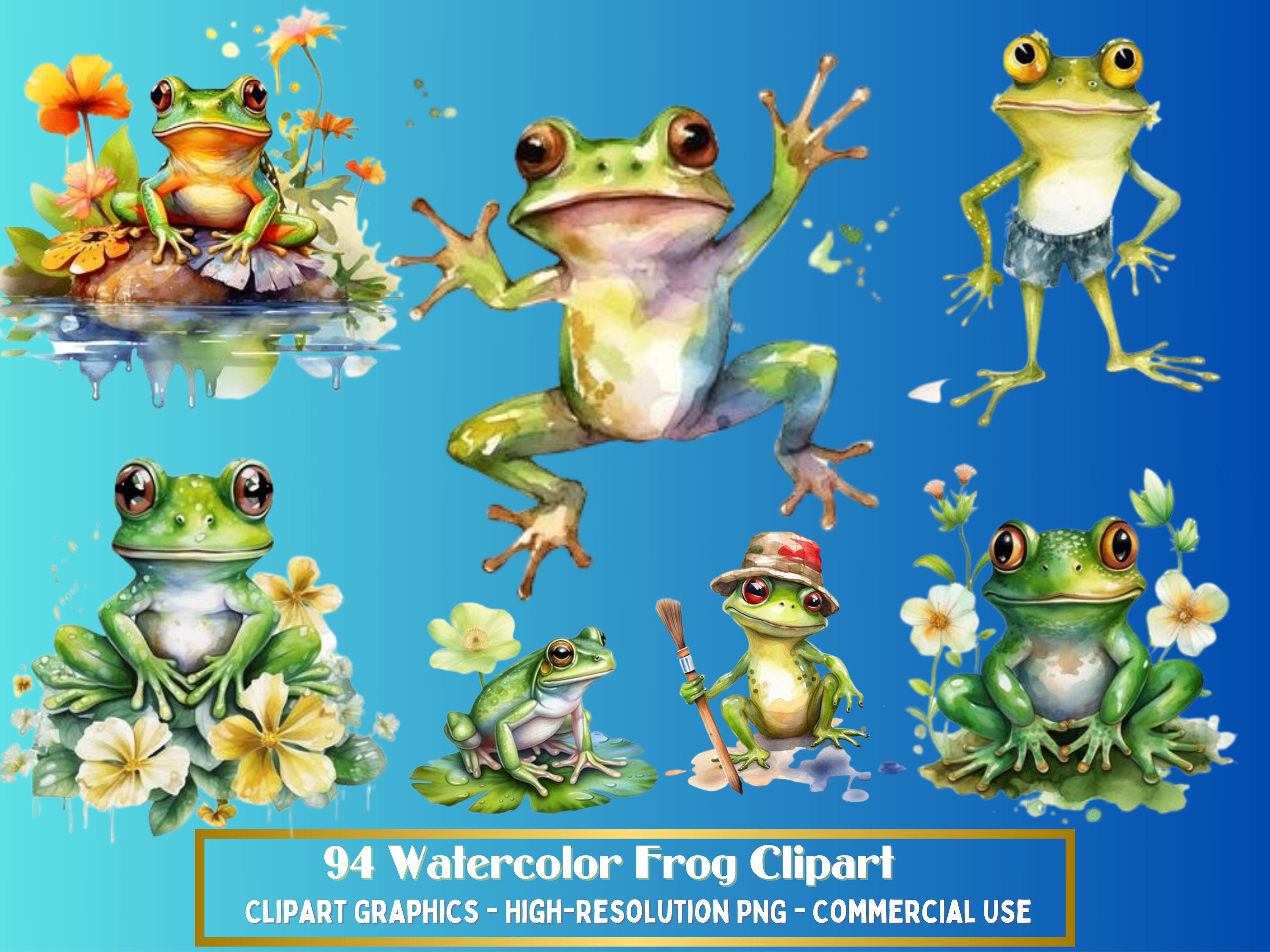 94 Watercolor Frog Clipart Frog PNG Frog Clipart Frog Art - Etsy