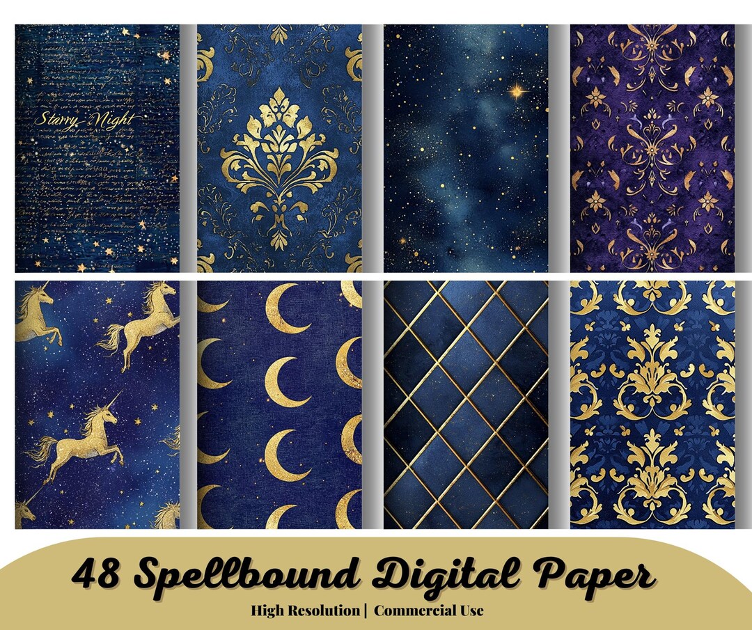 Spellbound Digital Paper, Spellbound Fantasy Backgrounds, Starry Night ...