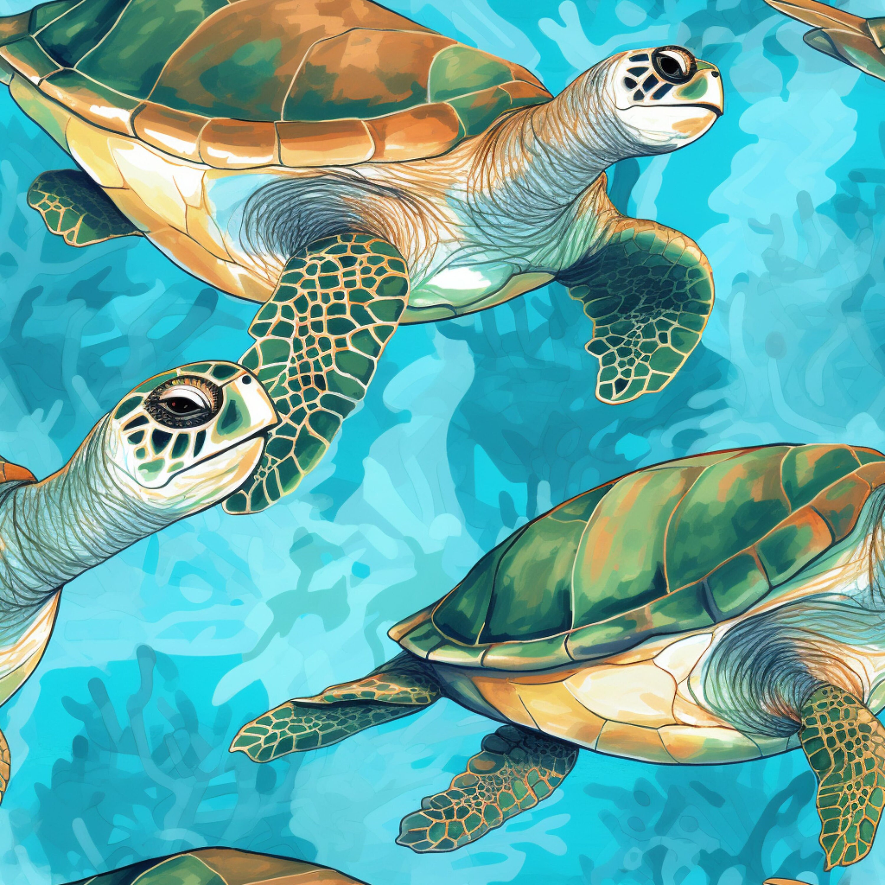 19 Sea Turtle Seamless File Digital Seamless Patterns Papers - Etsy