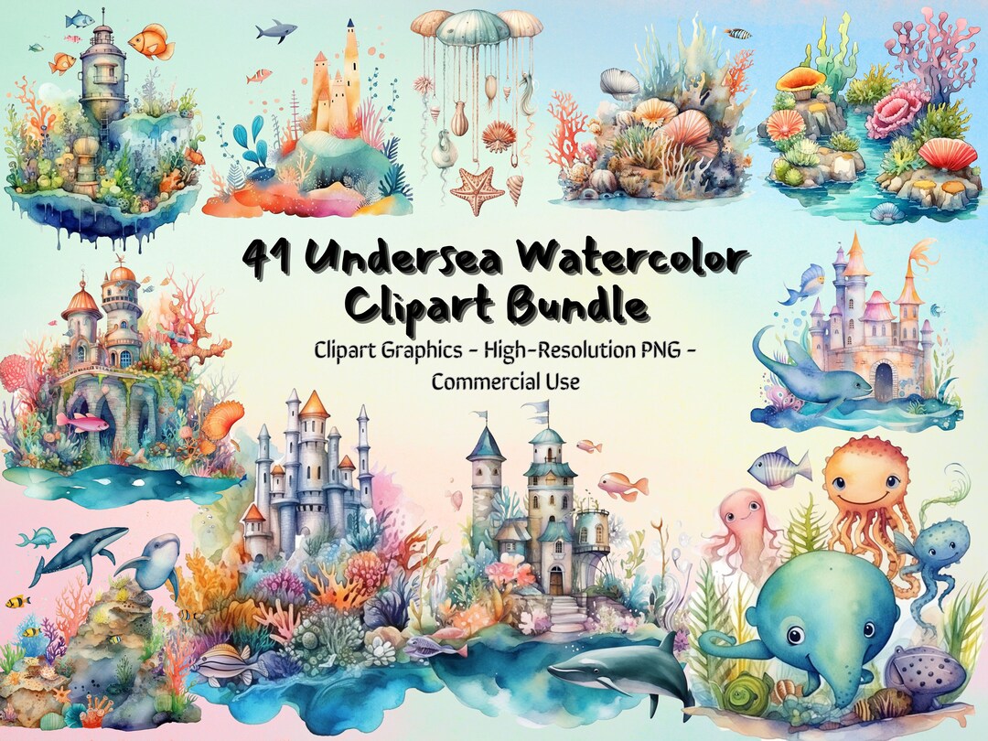 41 Undersea Watercolor Clipart Bundle Nursery Decor, Baby Wall Art ...
