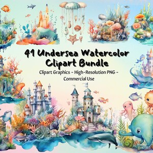 41 Undersea Watercolor Clipart Bundle Nursery Decor, Baby Wall Art ...