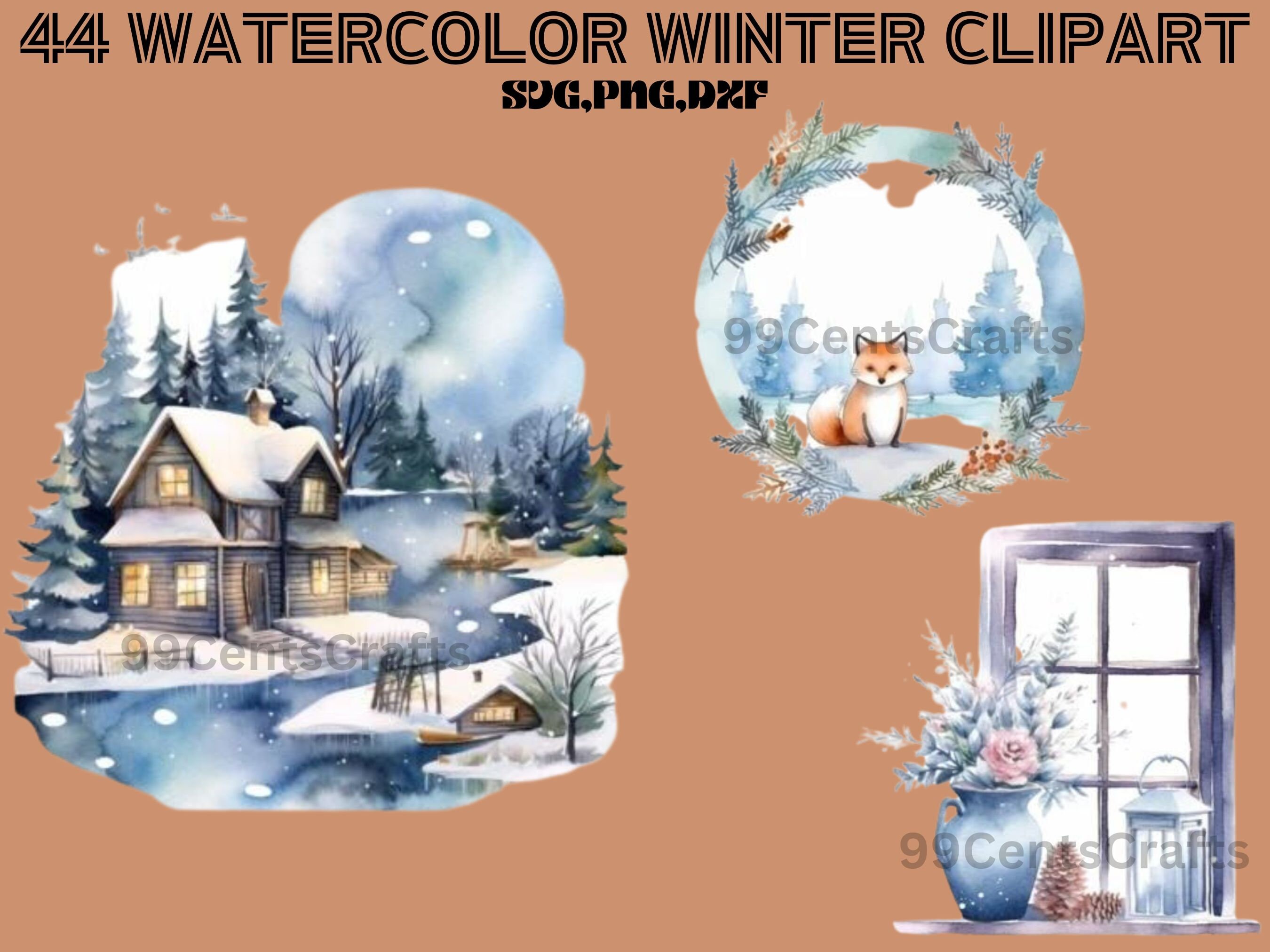 44 Watercolor Winter Clipart Christmas Clipart Christmas - Etsy