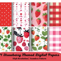 Strawberry Picnic Paper Set, Digital, Printable, Junk Journal Papers ...