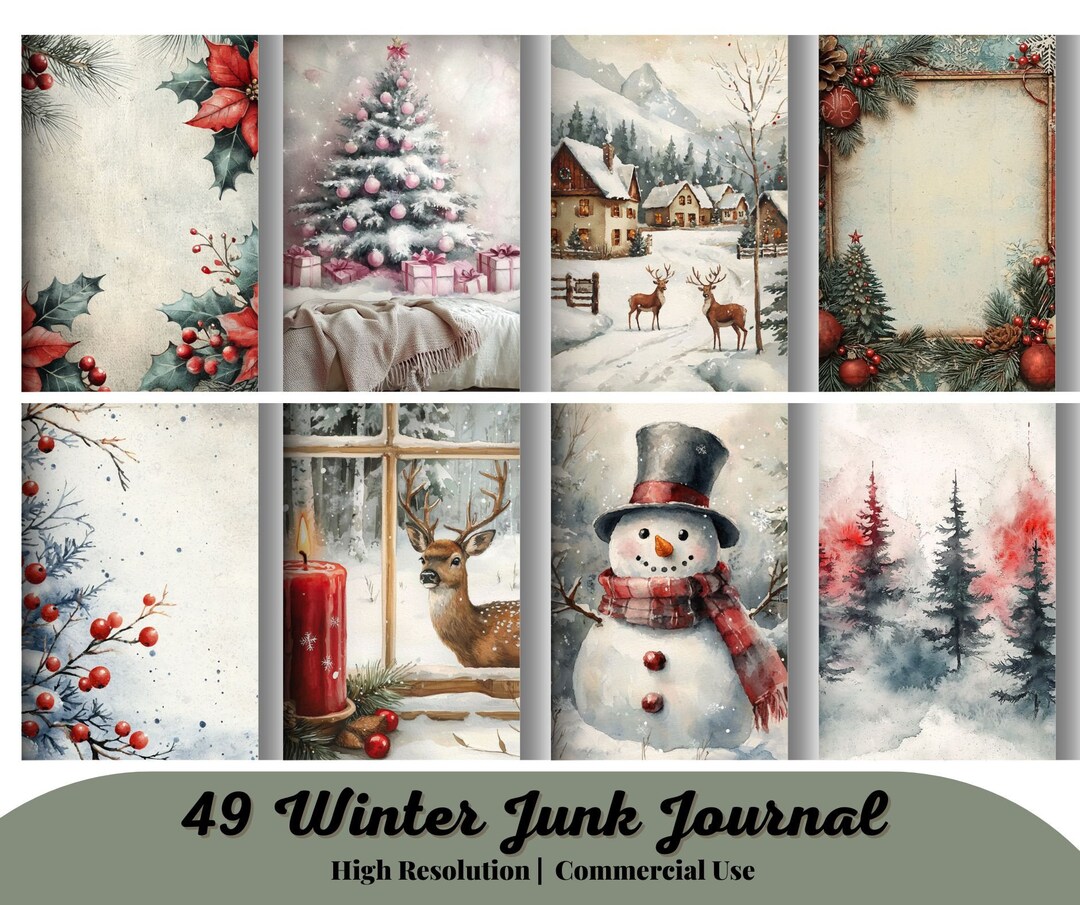 49 Christmas Scrapbook Papers, Festive Printable Pages, Christmas ...