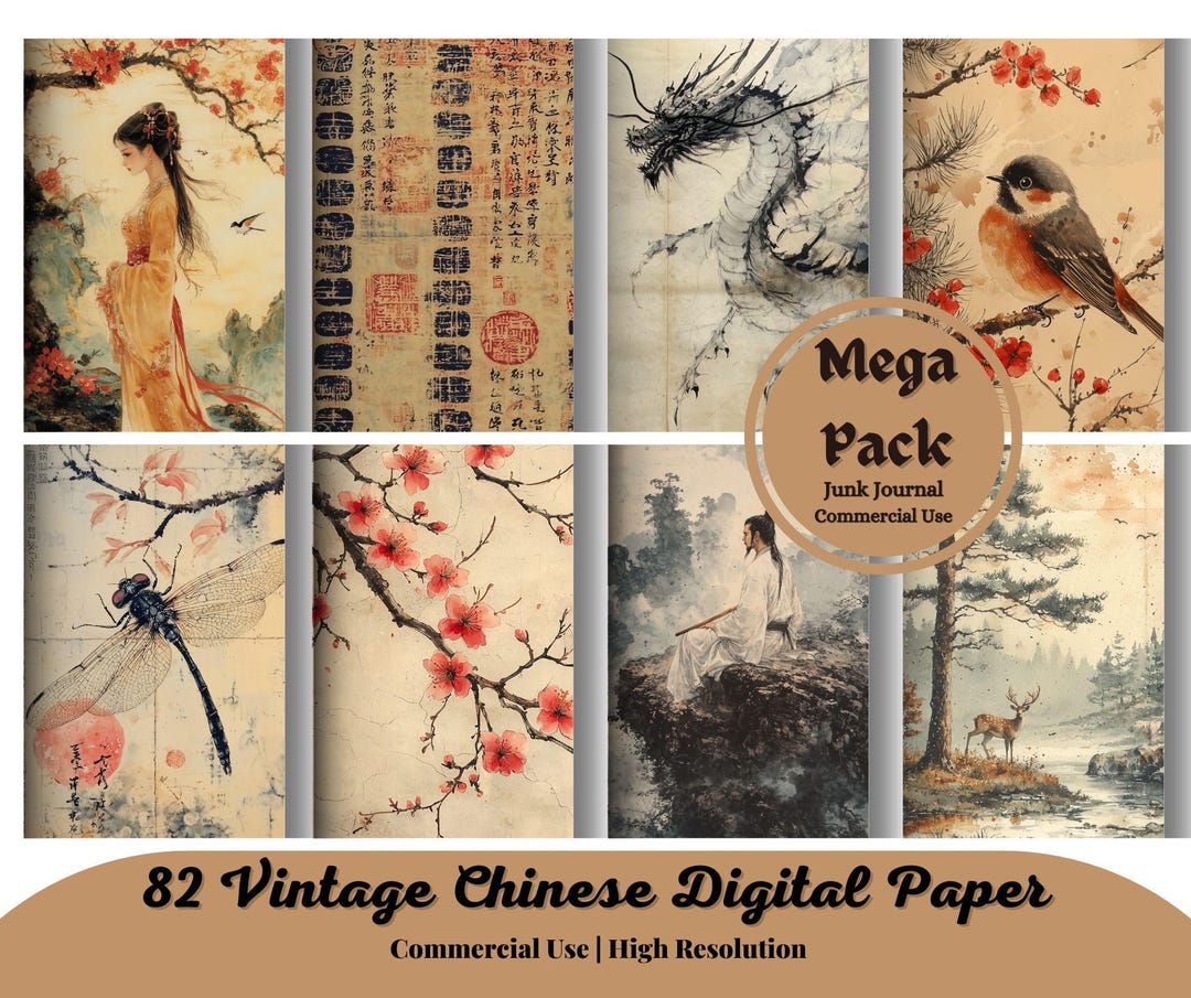 Vintage Chinese Paper, Distressed Chinese Background Collage, Asian ...