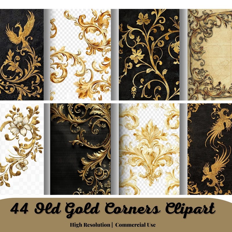 Gold Elegant Corners Png - Etsy