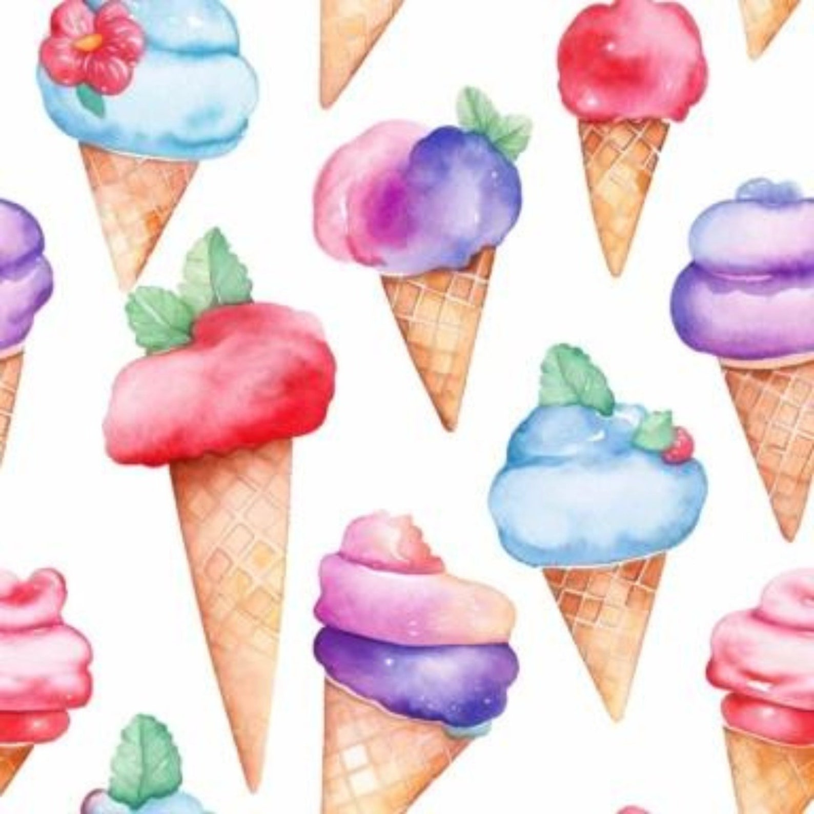 23 Watercolor Ice Cream Digital Paper | Scrapbook Paper | Commercial ...