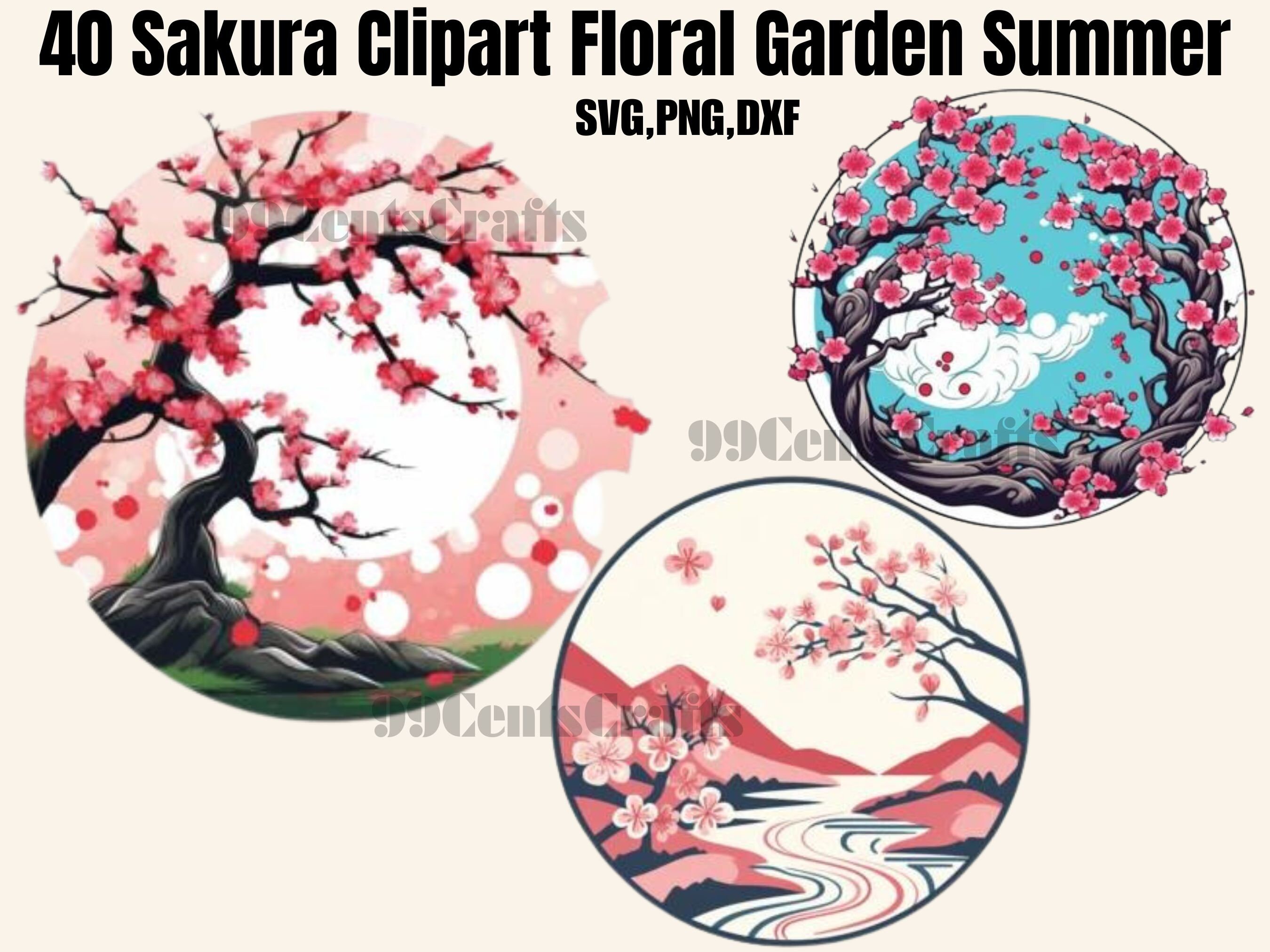 40 Sakura Clipart. Spring Clipart. Floral Clipart Field - Etsy