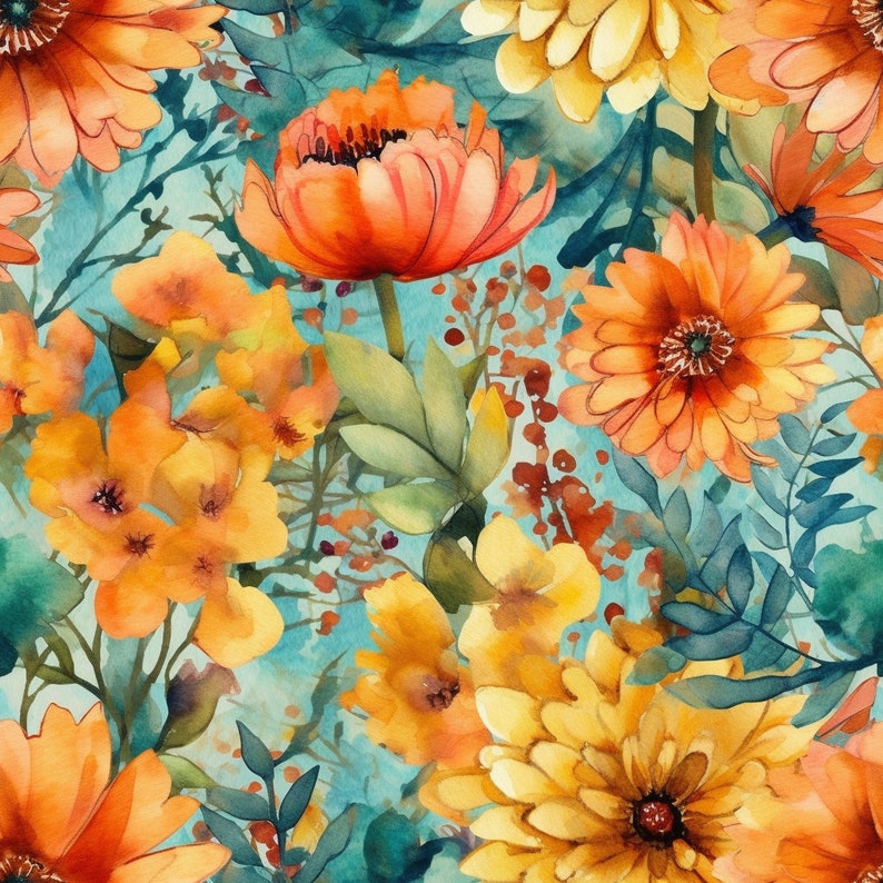 Spring Summer Floral Print Seamless Pattern Repeating File for Fabric ...