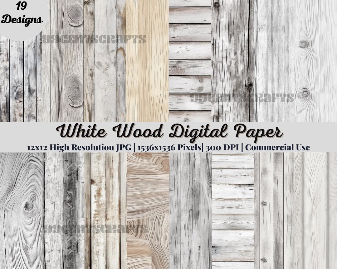 19 White Wood Digital Paper, Seamless Pattern, White Texture Paper ...