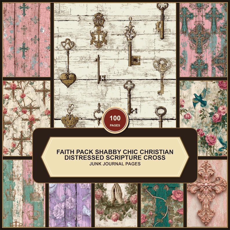 Faith Digital Paper Pack Shabby Chic Christian Scrapbook Paper ...